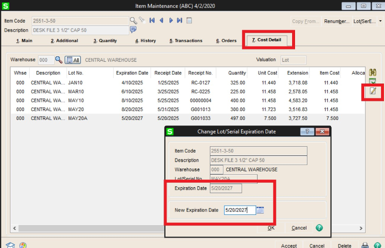How to Use Lot and Serial Expiration Date Tracking in Sage 100cloud 2020