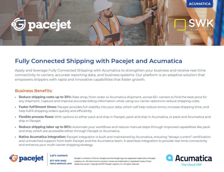 Pacejet Shipping ERP Integration - SWK Technologies