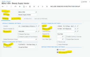 Vendor, Customer and Item Classes in Acumatica | SWK Technologies