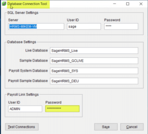 Sage HRMS and Sage Payroll Database Connection Error | SWK Technologies